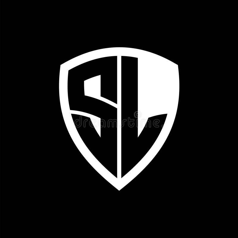 SL Monogram Logo with Bold Letters Shield Shape with Black and White ...