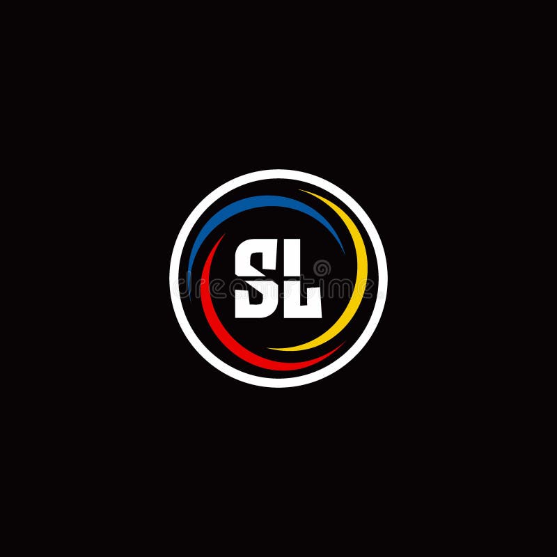 SL Monogram Logo Isolated on Circle Shape with 3 Slash Colors Rounded ...