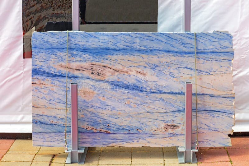 Slab of Blue Marble stock image. Image of tile, industry - 207934645