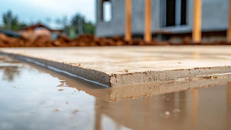 Slab Foundation Curing Process Under Damp Covering on Construction Site ...