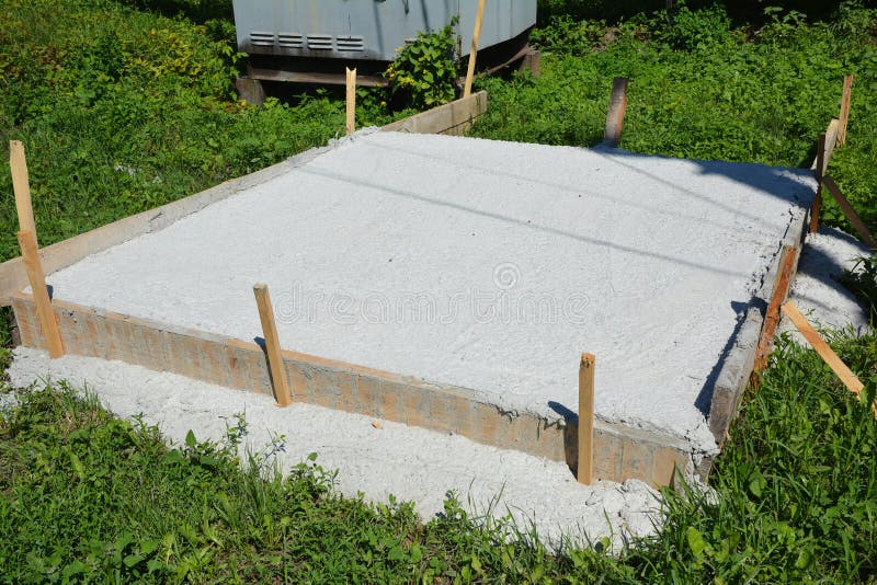 Slab On Grade Foundation Concrete For Timber Frame House In USA Stock ...