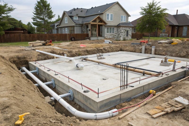 Slab-on-grade Foundation with Plumbing Prep for Residential Development ...
