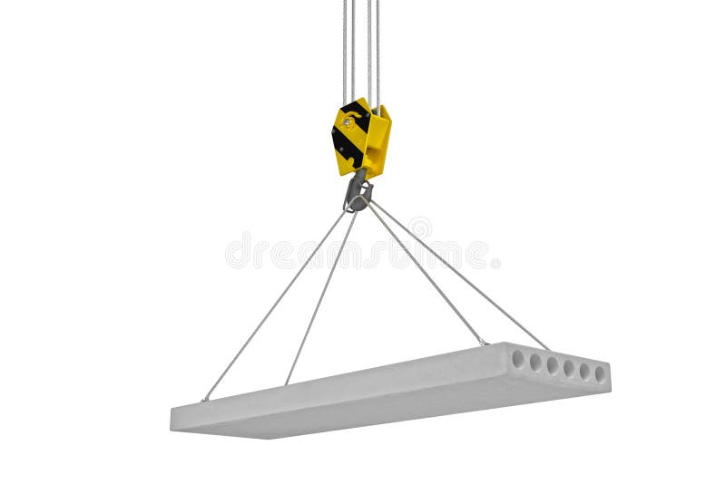 Slab Hanged on Crane Hook by Rope Slings. 3d Render Stock Illustration ...