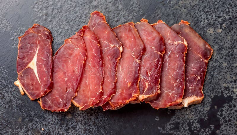 A Slab of Meat with a Few Slices Missing Stock Photo - Image of plate ...