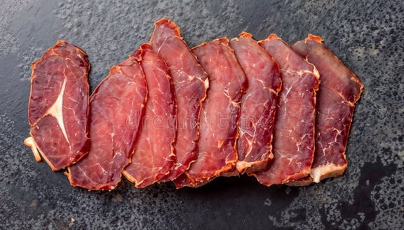 A Slab of Meat with a Few Slices Missing Stock Photo - Image of plate ...