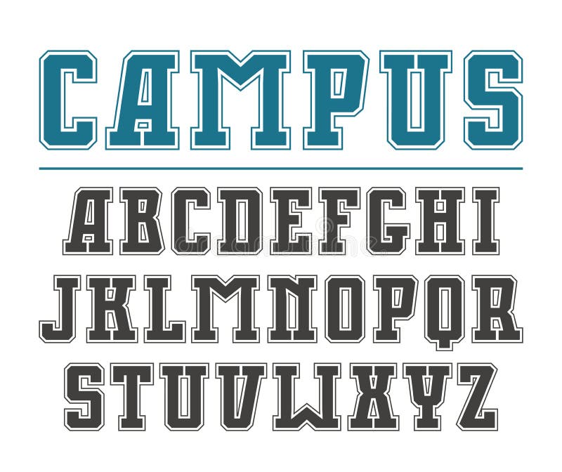 Slab-serif Font in the Style of College Stock Vector - Illustration of ...