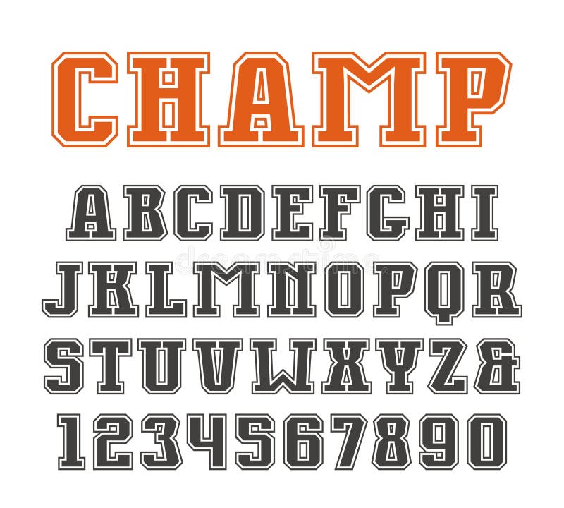 Slab Serif Font and Numerals with Contour Stock Vector - Illustration ...