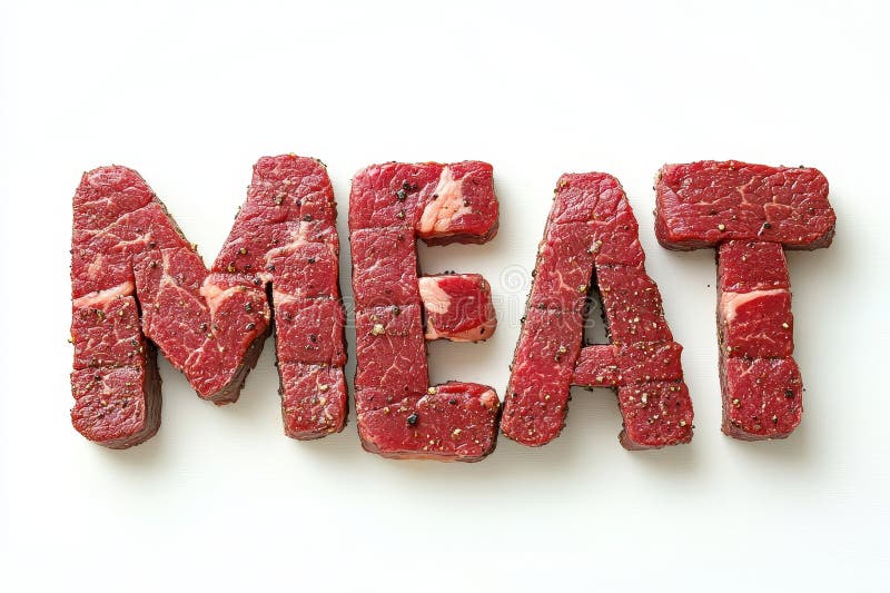 Slabs of Beef Creatively Arranged To Spell Out the Word Meat in a ...