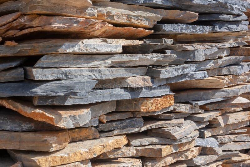 Slabs of Natural Stone Stacked in Layers. Folded Flagstone Stock Image ...