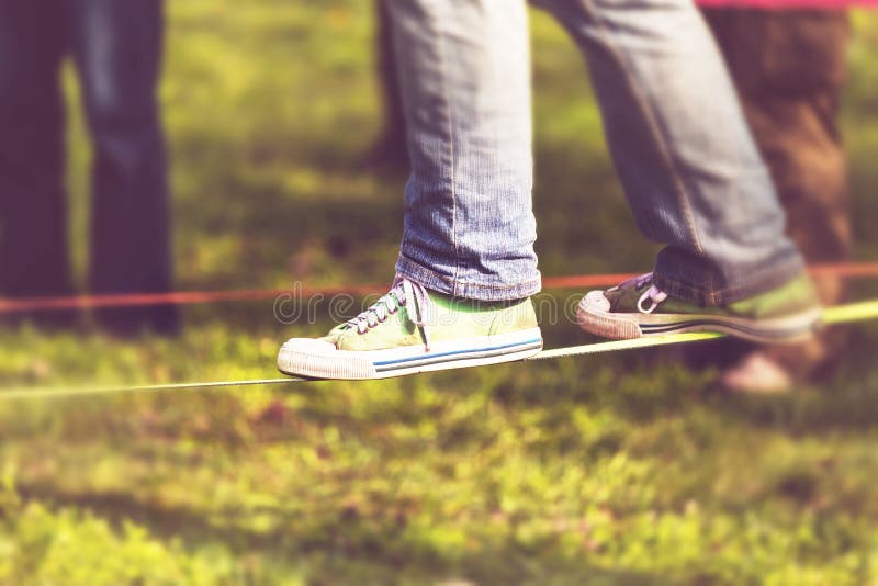 Slack-line stock photo. Image of cable, person, nature - 54187682