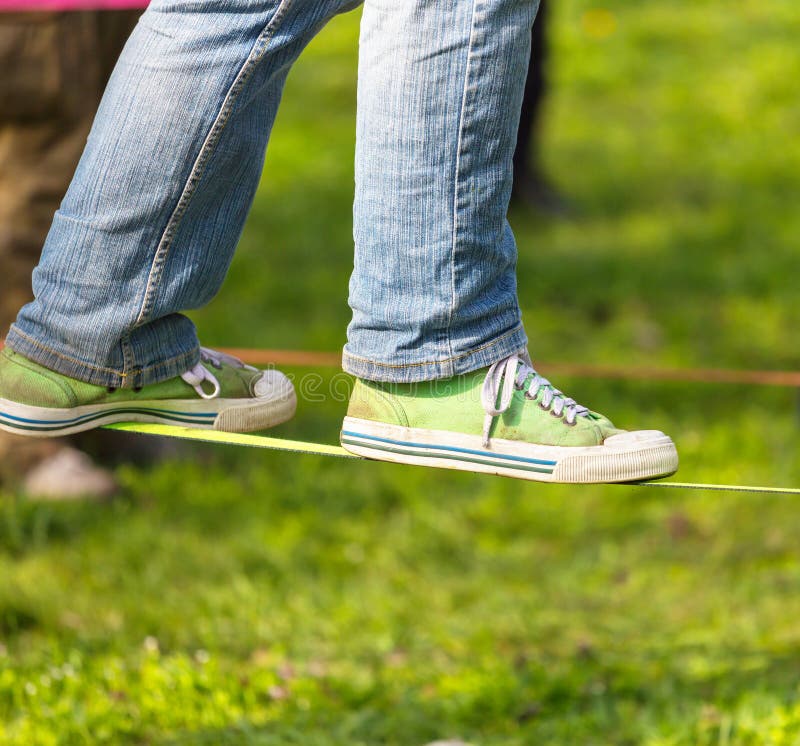 Slack line stock photo. Image of performance, high, adult - 54191764