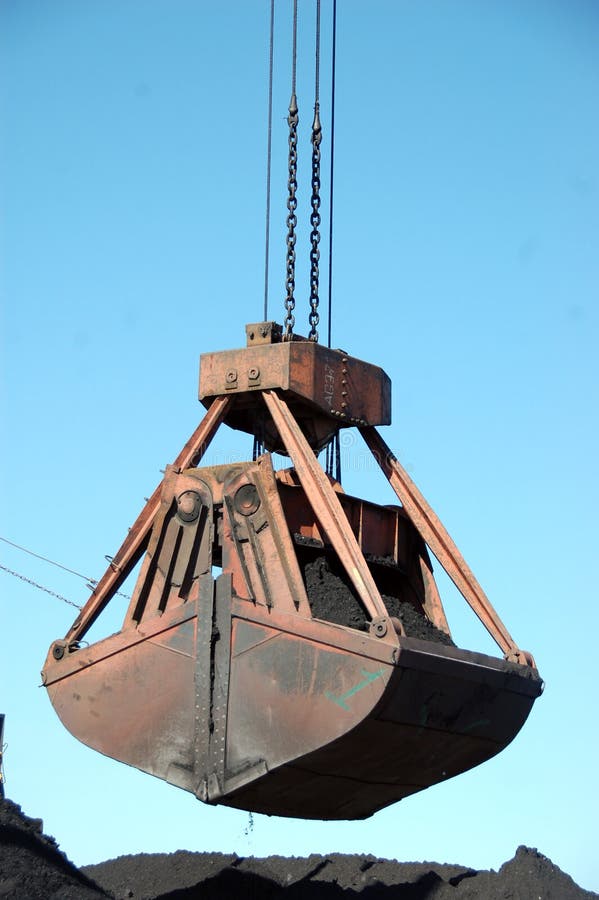 Slackline Cableway Bucket with Coal Stock Photo - Image of industrial ...