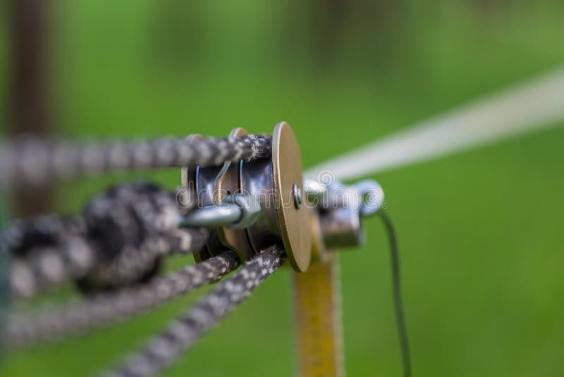 Slackline stock image. Image of carabiner, metal, green - 60961295