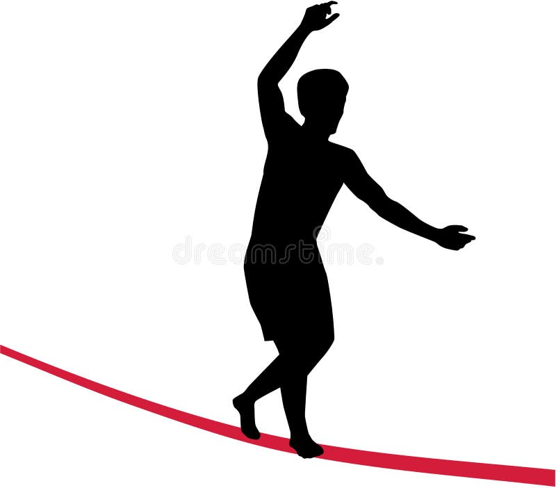 Slackline on red wire stock vector. Illustration of walker - 106170336