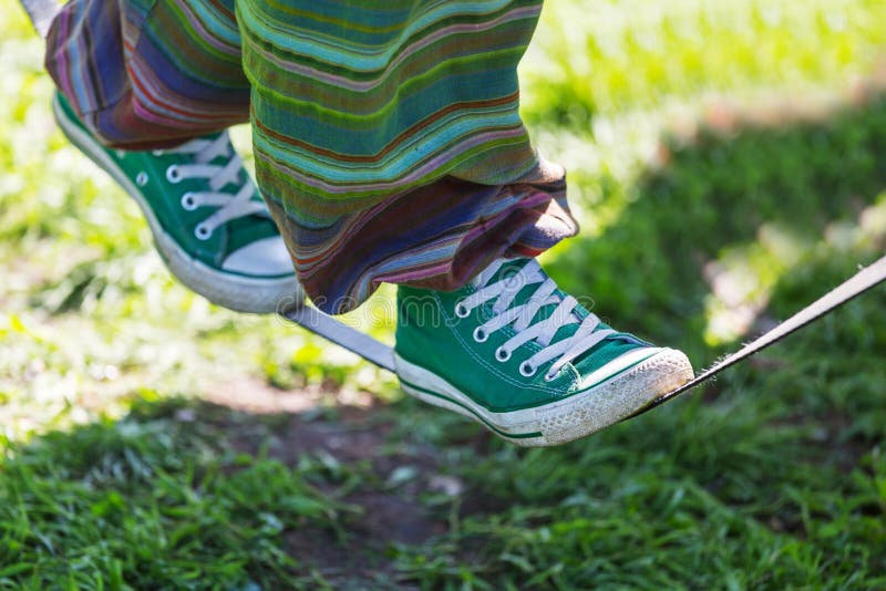 Slackline stock image. Image of performer, line, cord - 71363349