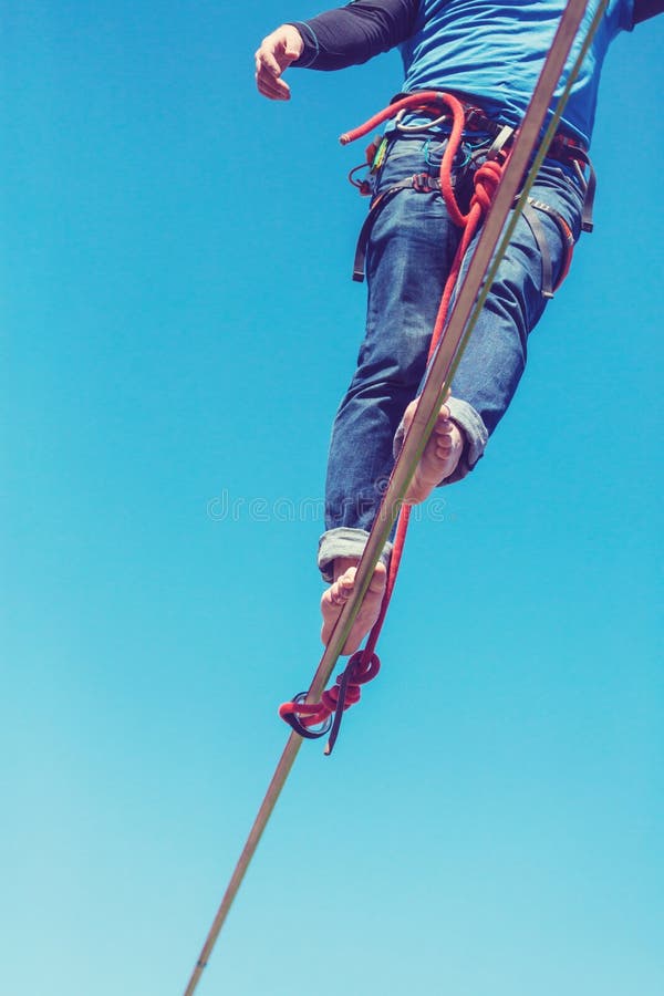 Slackline stock photo. Image of fitness, male, performer - 71374542