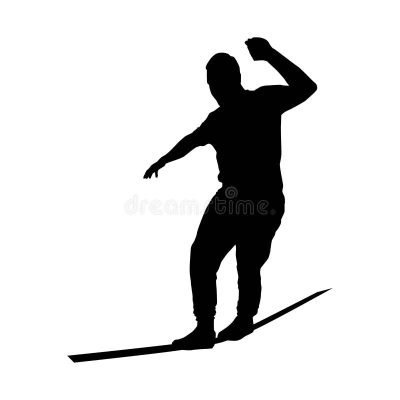 Slackline walk silhouette stock vector. Illustration of slack - 180978739