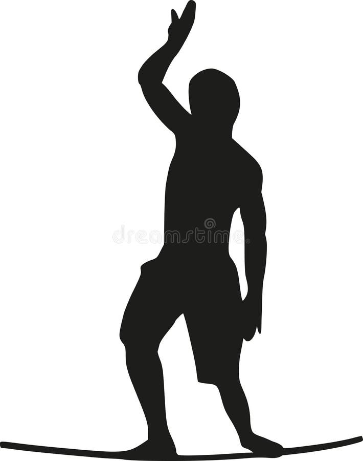 Slackline Wire Walker Silhouette Stock Vector - Illustration of sport ...