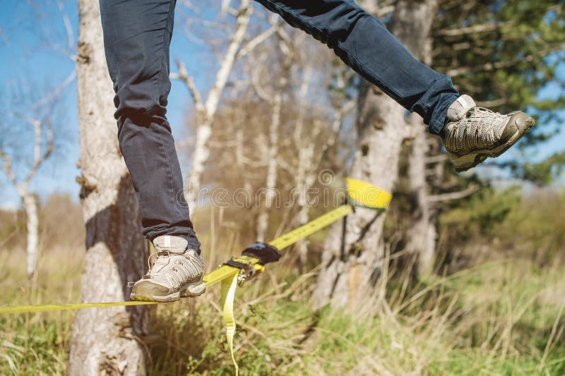 Slacklining is a Practice of Balancing, in Which Nylon or Polyester ...