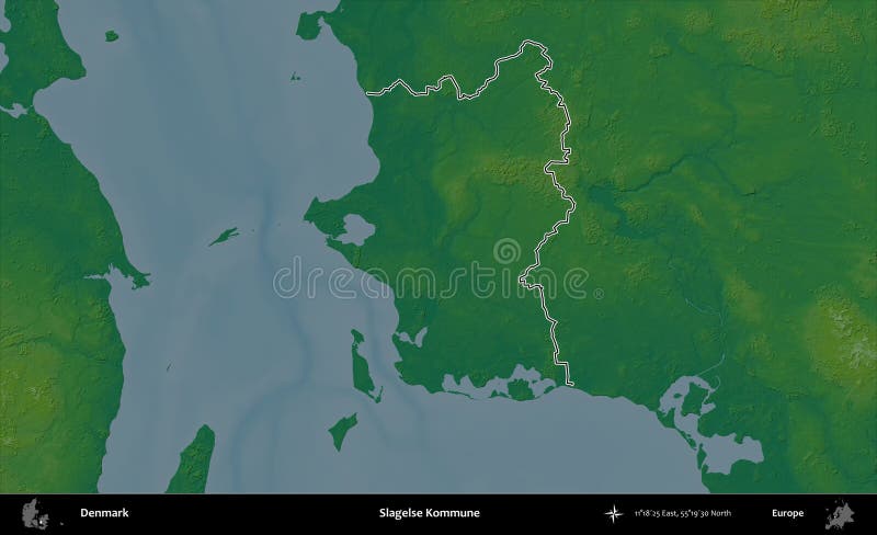 Slagelse Kommune Outlined, Denmark. Physical Stock Illustration ...
