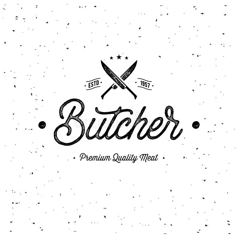 Slager Emblem Met De Witte Vector Van Messengrunge Vector Illustratie ...