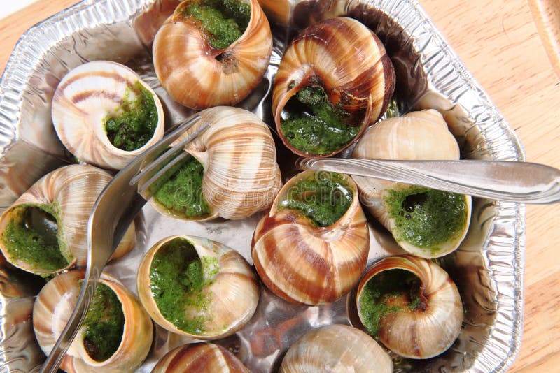 Slakken Als Gastronomisch Eten Stock Afbeelding - Image of diner, vork ...