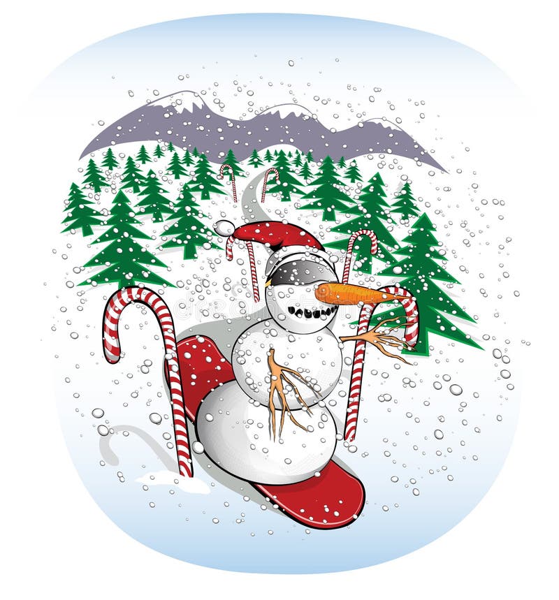 Slalom Snowboarding Snowman Stock Vector - Illustration of cheerful ...