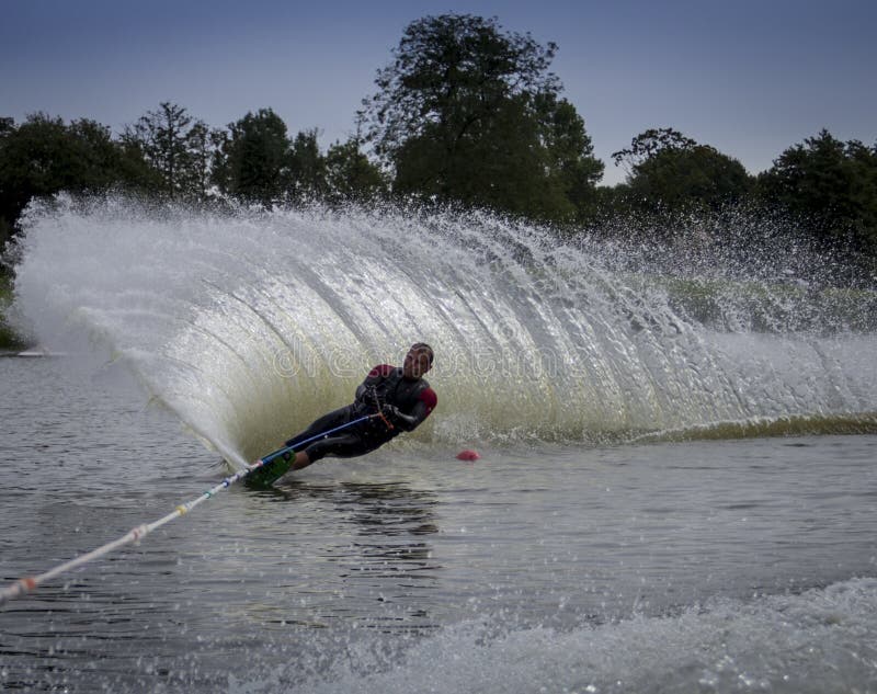 Slalom Waterskier Skiing Slalom Stock Photo - Image of waterski ...