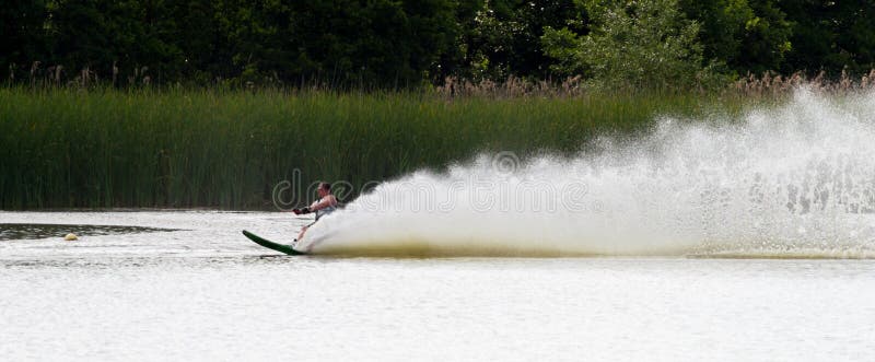 Slalom Waterskier Skiing Slalom Stock Photo - Image of slalom, waterski ...