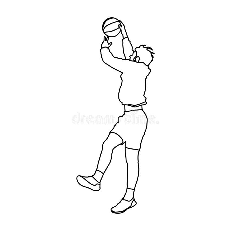 Slam Dunk Man Linear Drawing Design Vector Stock Vector - Illustration ...
