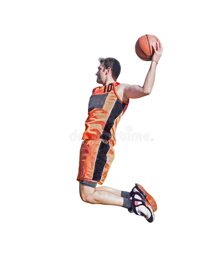 Basketball Player Making Slam Dunk on Basketball Arena Stock Photo ...