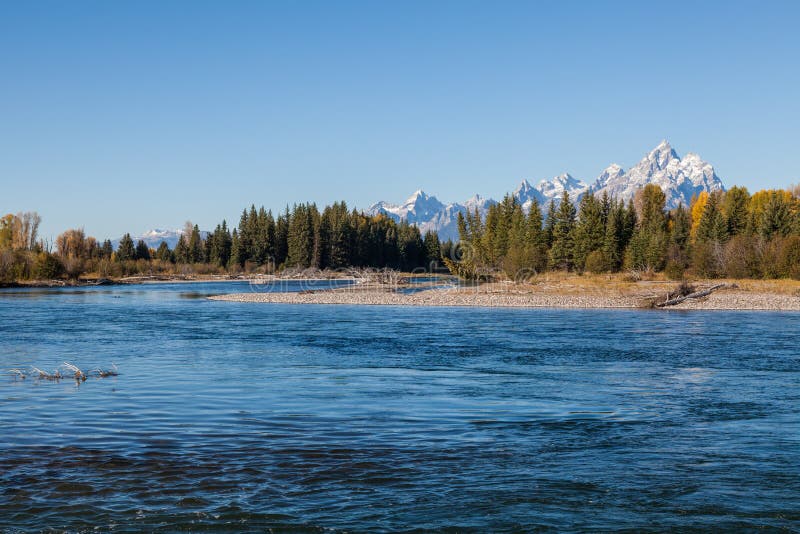 Slangrivier En Tetons in De Herfst Stock Afbeelding - Image of ...