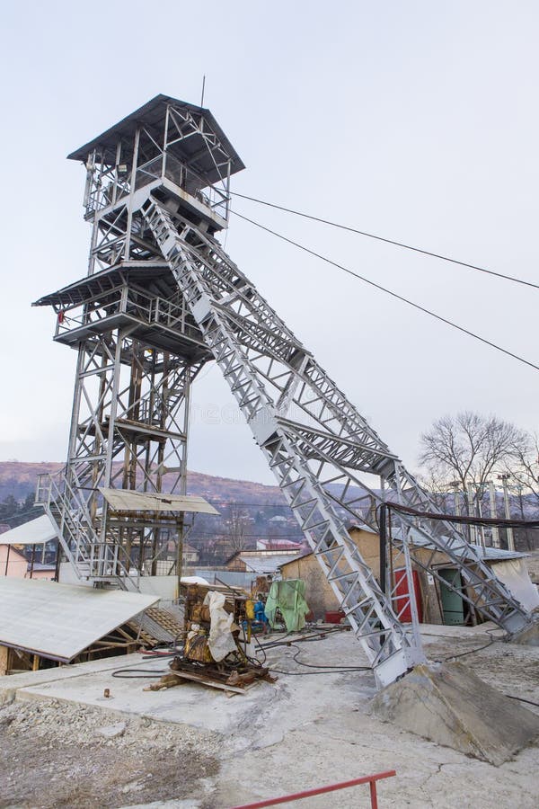 Mine elevator tower stock image. Image of industrial - 11703147