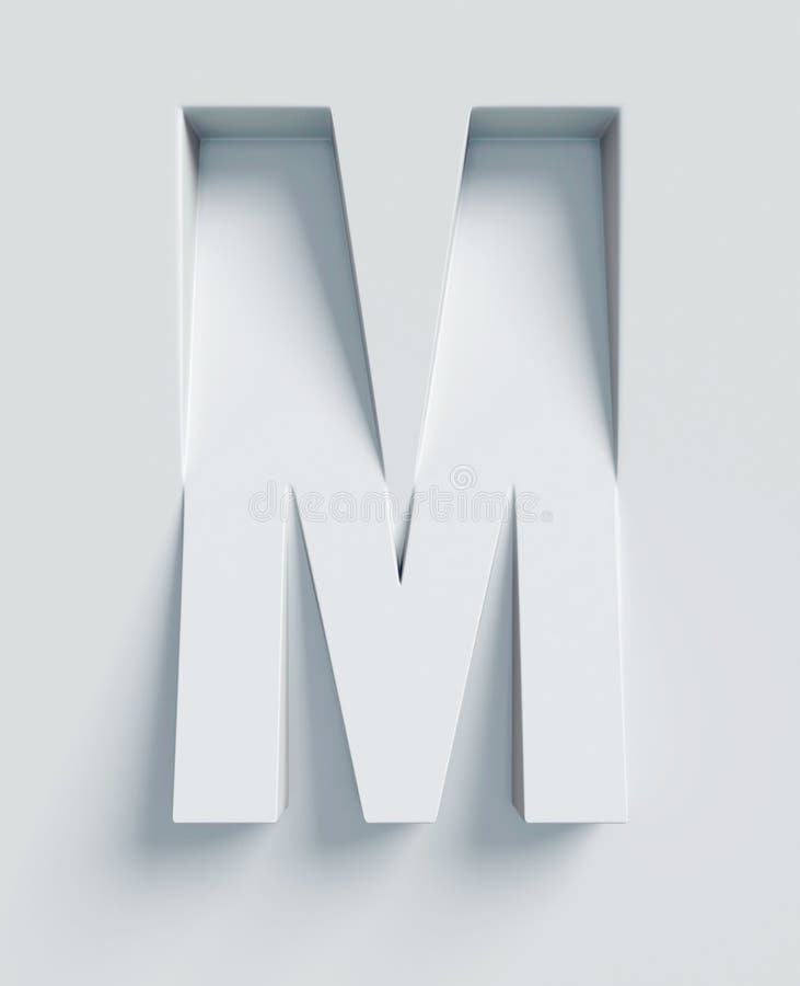 Slanted 3d Font Engraved and Extruded from the Surface, Letter M Stock ...