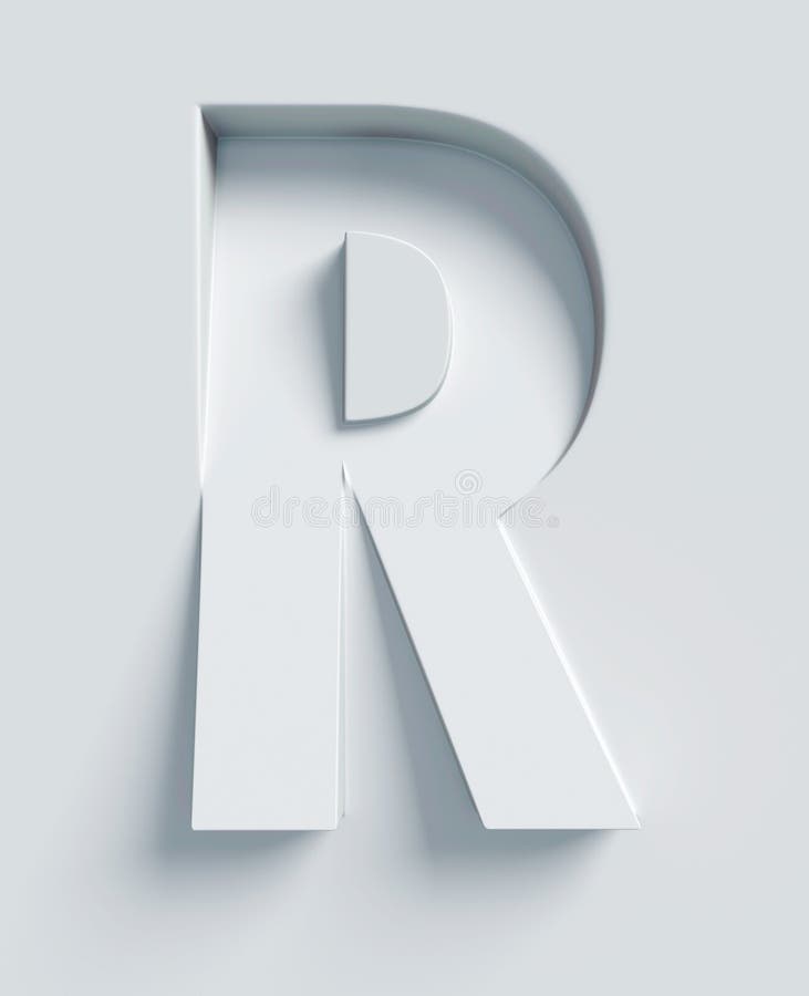 Slanted 3d Font Engraved and Extruded from the Surface, Letter R Stock ...