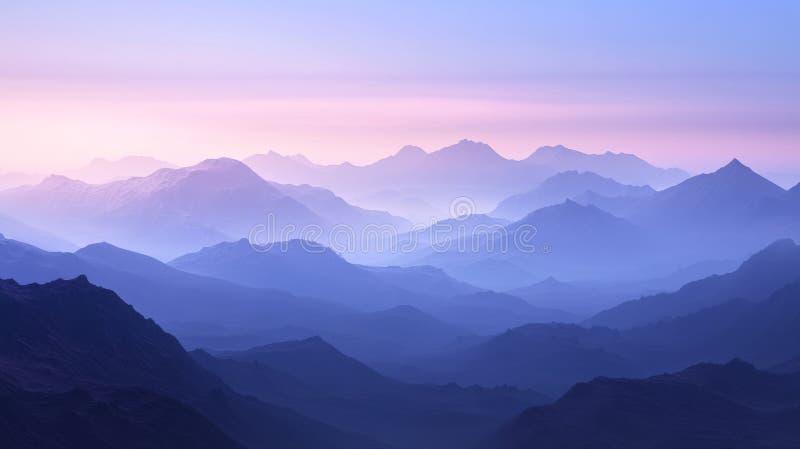 A Slanted Perspective of Mist-covered Mountains at Dusk Stock Image ...