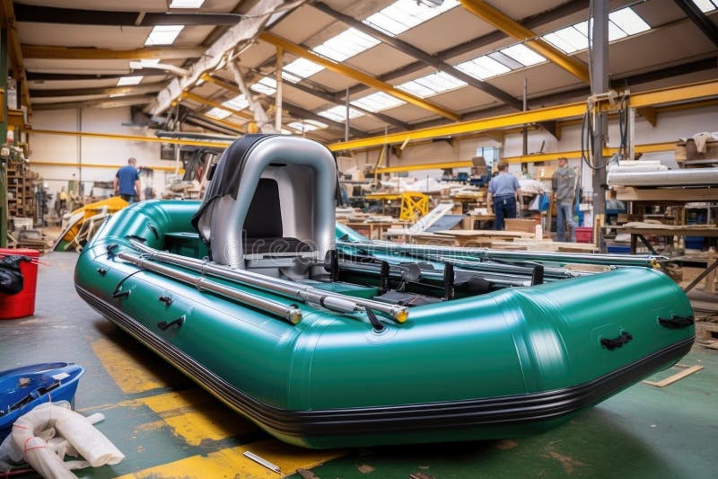 Slanted Shot of an Inflatable Boat in the Assembly Process Stock Photo ...