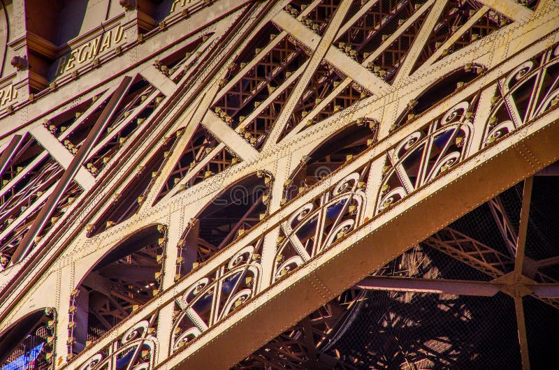 Slanted View of the Eiffel Tower in Paris, Detailed View of the Iron ...