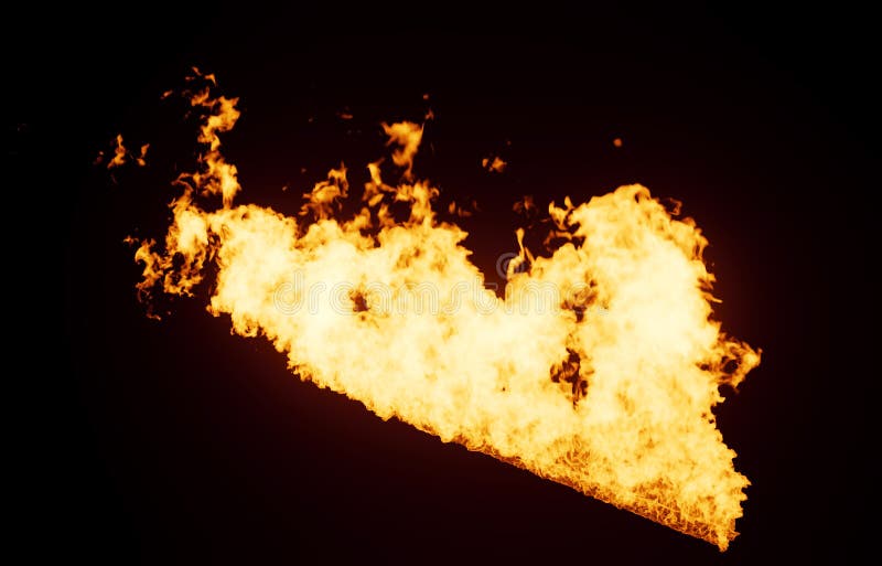 Slanted Wild Fire Line with a Light Reddish Glow on Black Stock ...