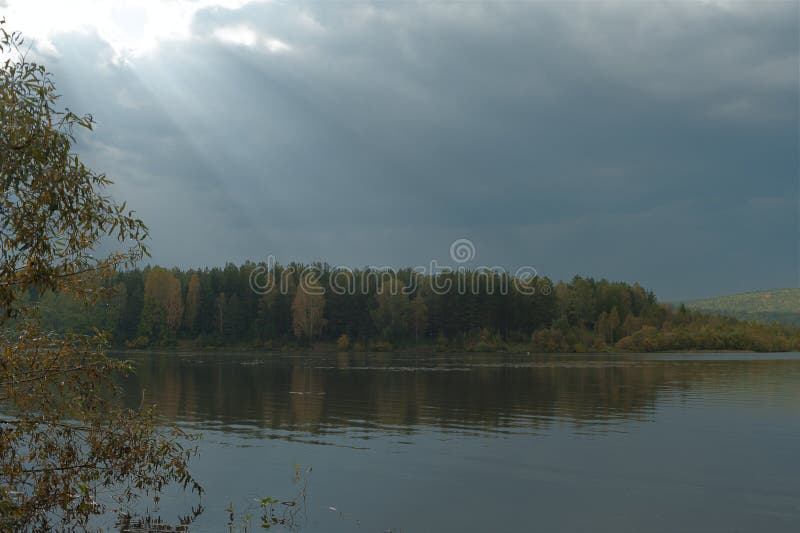 Slanting Rays of the Sun Over the River Malaya Satka Stock Image ...