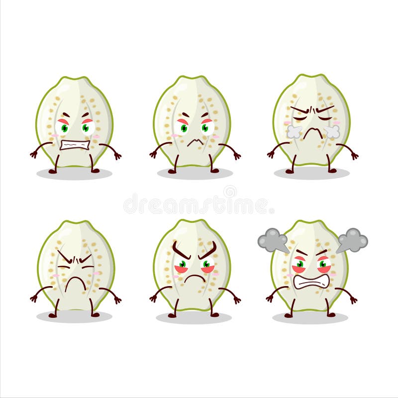 Slash of Guava Fruit Cartoon Character with Various Angry Expressions ...