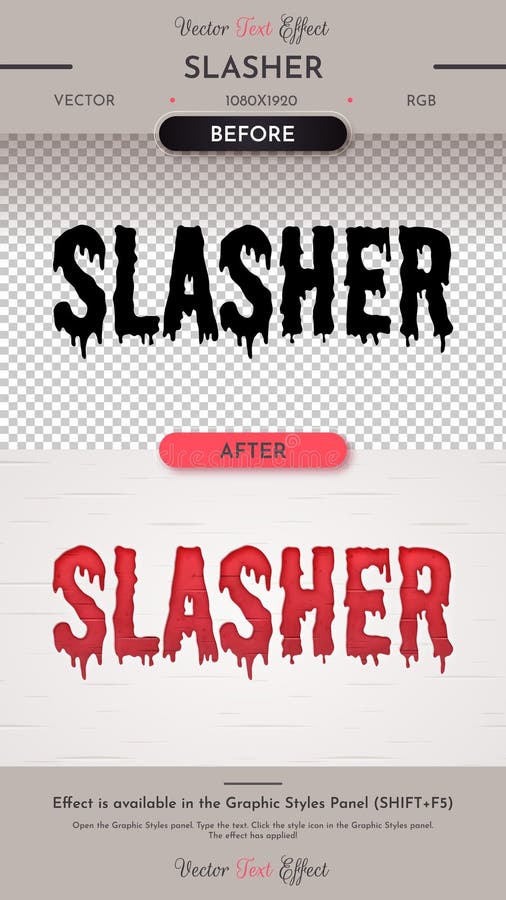 Slasher Text Effect, Graphic Style. Vector Mockup and Template Stock ...