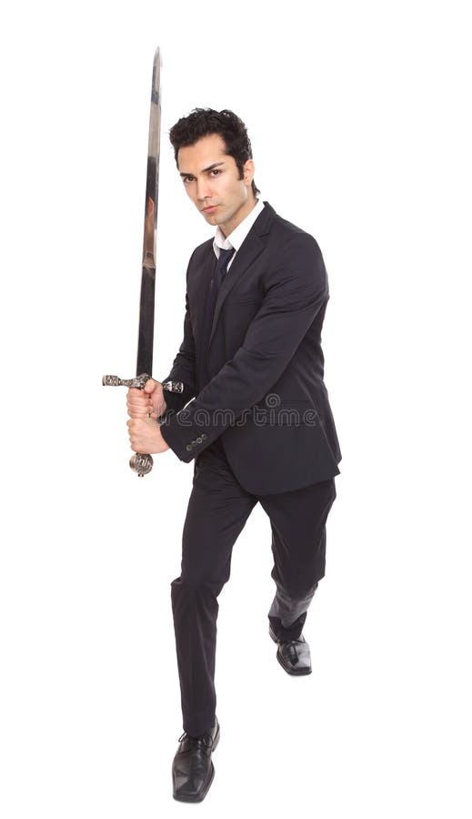 Businessman with sword stock photo. Image of aggressive - 32586838