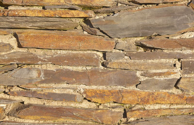 Slate Bricks with Concrete Wall Detail Background in Warm Tone Stock ...
