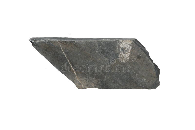 A Slab of Black Slate Metamorphic Rock Isolated on White Background ...
