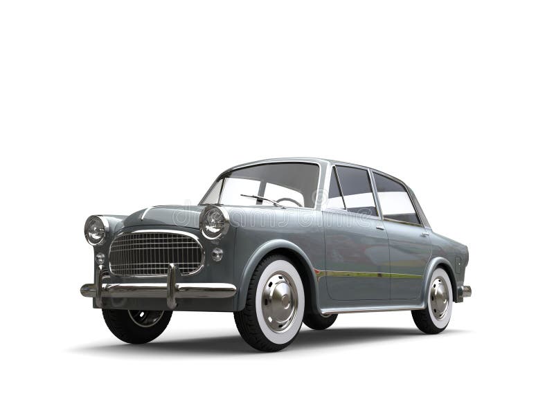 Slate Gray Small Compact Vintage Car Stock Illustration - Illustration ...