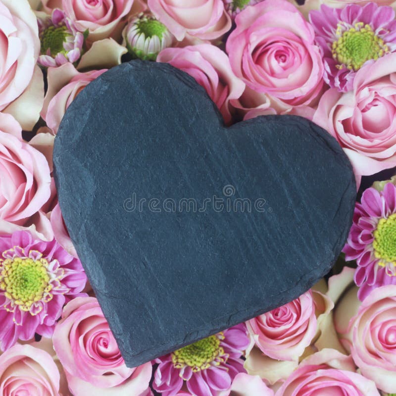 Slate Heart stock image. Image of floristry, slate, flowers - 165841927