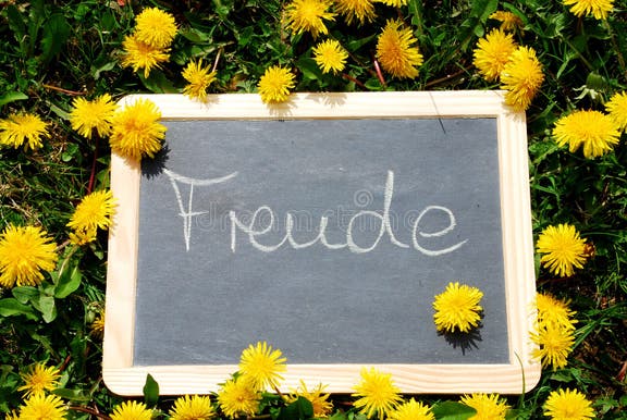 Slate with the Letters Freude Lying in the Grass Stock Image - Image of ...