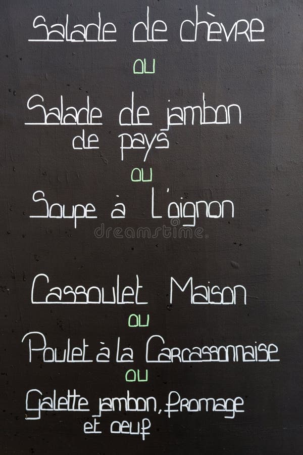 Slate with the Menu of the Day Stock Image - Image of porc, salade ...