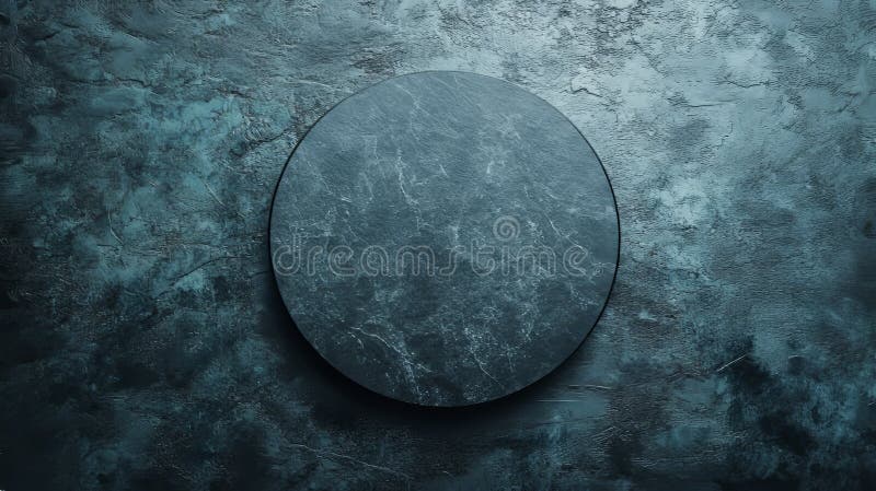 A Slate Plate in a Round Shape Placed on a Dark, Textured Surface Stock ...